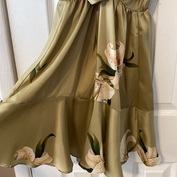 Zara | Dresses | Zara Sage Green Snd Floral Ruffle Dress | Poshmark